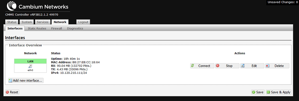 CMM5 Controller Configuration: View and Configure Network Interfaces ...