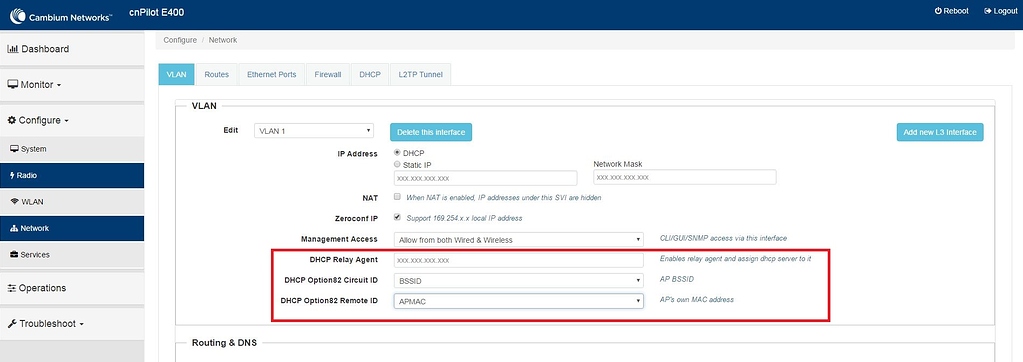 Configuring DHCP Relay Agent Option 82 on cnPilot E Series - Enterprise ...