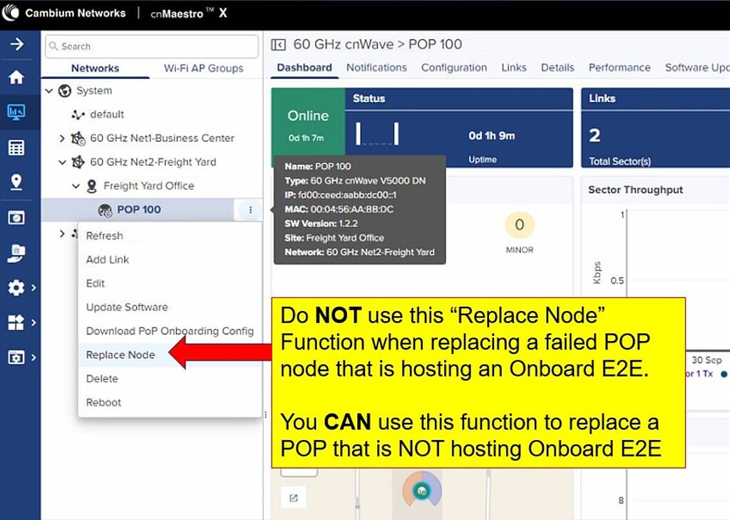 Replacing a PoP Node running Onboard E2E Controller - cnWave 60 GHz ...